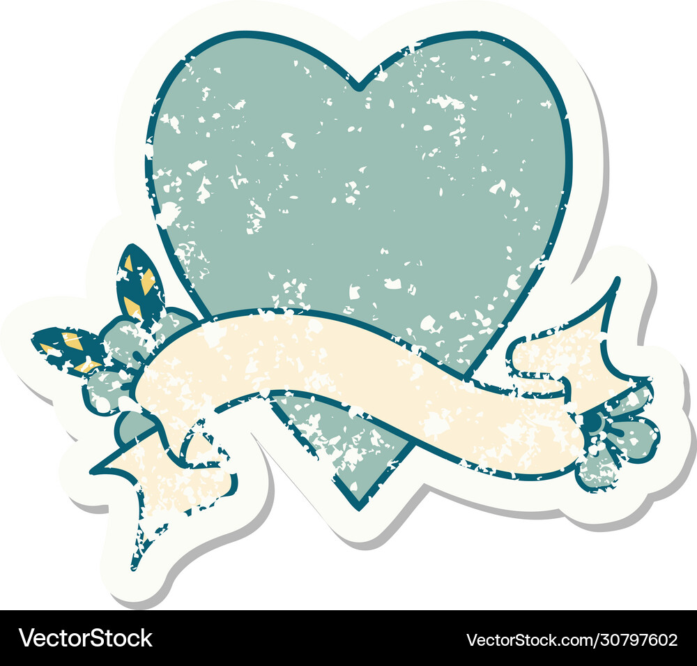 Grunge sticker with banner a heart Royalty Free Vector Image