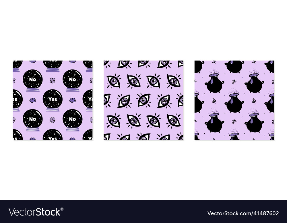 Magic and witchcraft seamless patterns set Vector Image