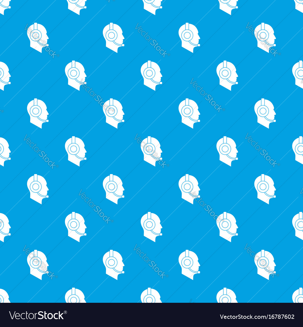 Operator in headset pattern seamless blue Vector Image