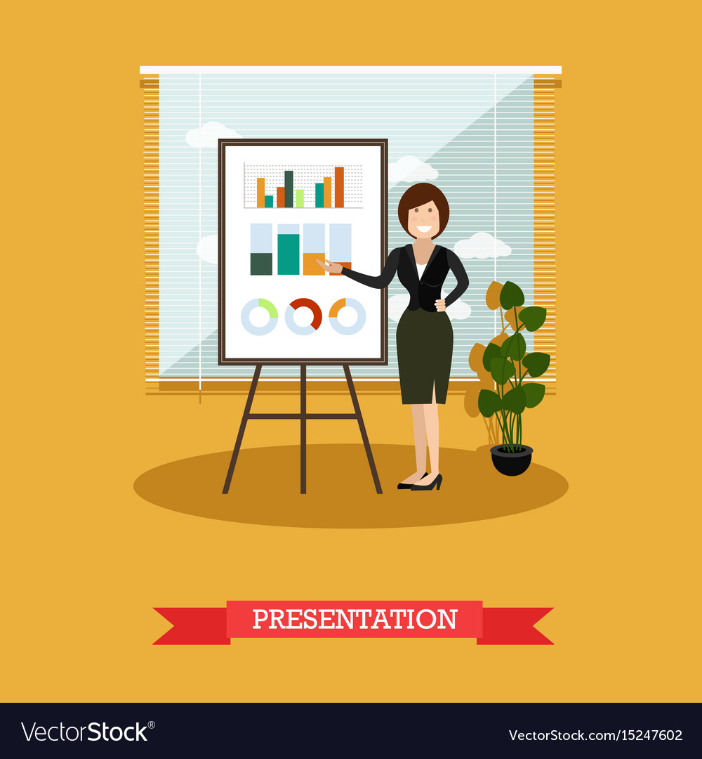 Presentation concept in flat Royalty Free Vector Image