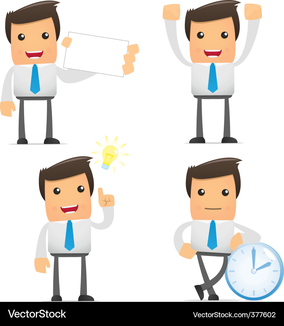 Set of funny cartoon manager Royalty Free Vector Image