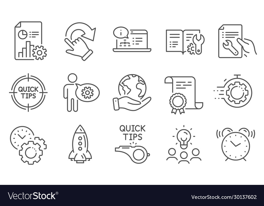 Set technology icons such as tutorials Royalty Free Vector
