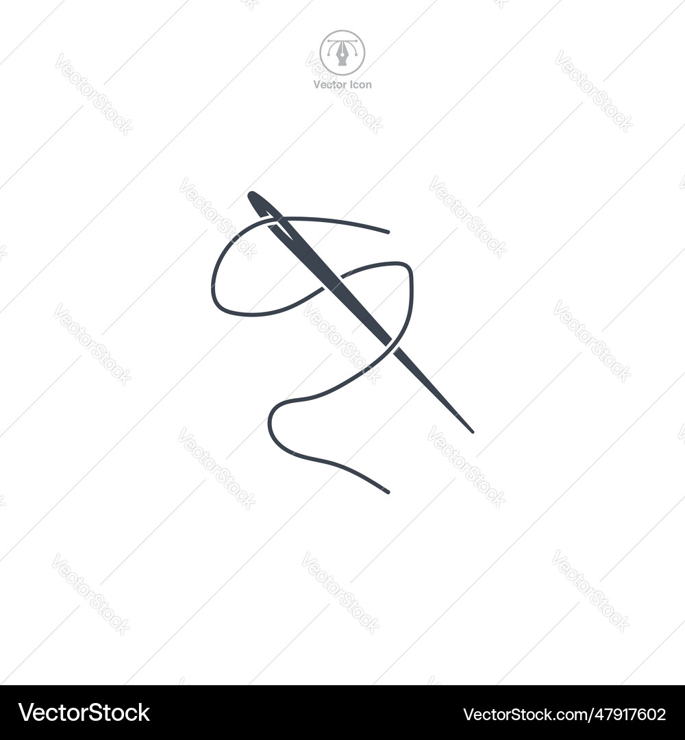 Sewing needle icon symbol isolated on white Vector Image