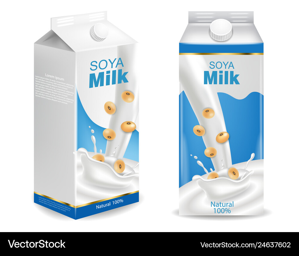 Soy milk mock up isolated realistic milk Vector Image