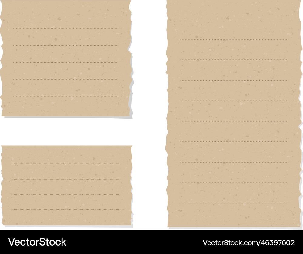 Vintage brown torn paper note set recycled memo Vector Image