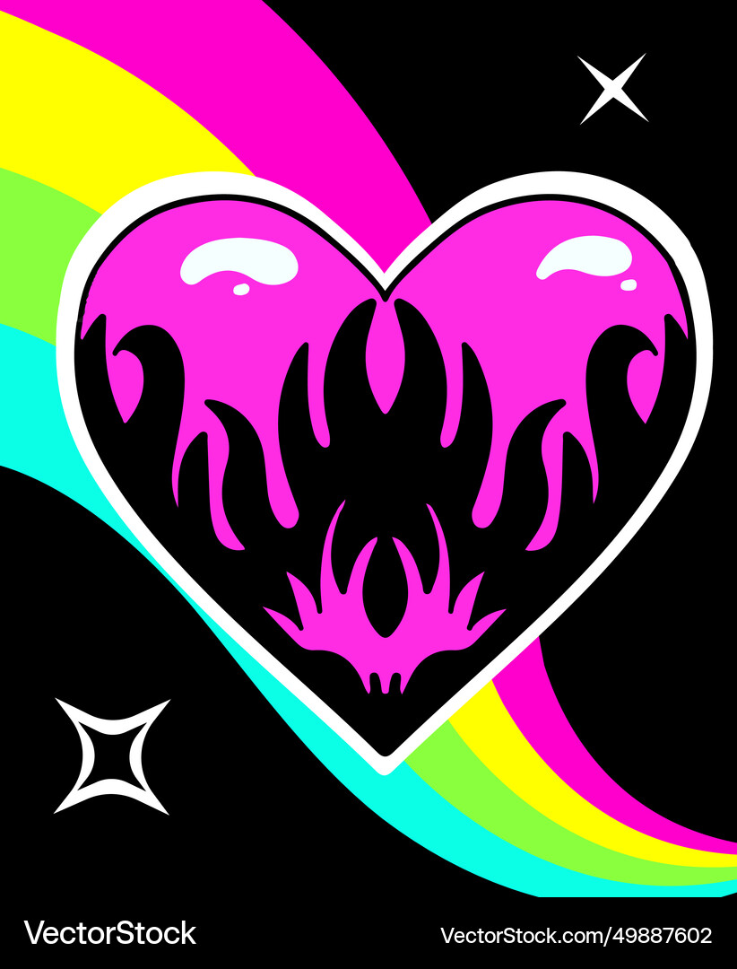 Y2k psychedelic acid rainbow poster modern art Vector Image