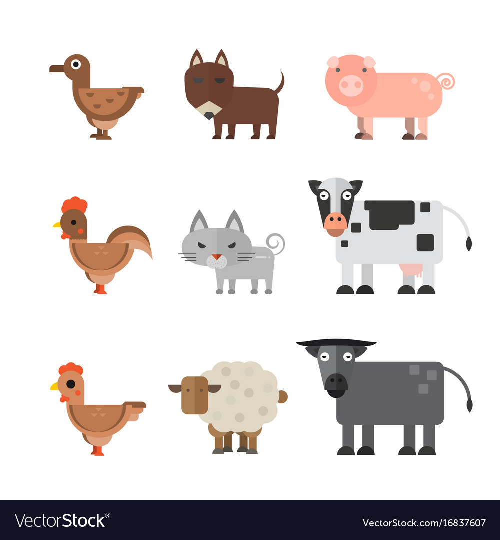 Animals flat Royalty Free Vector Image - VectorStock