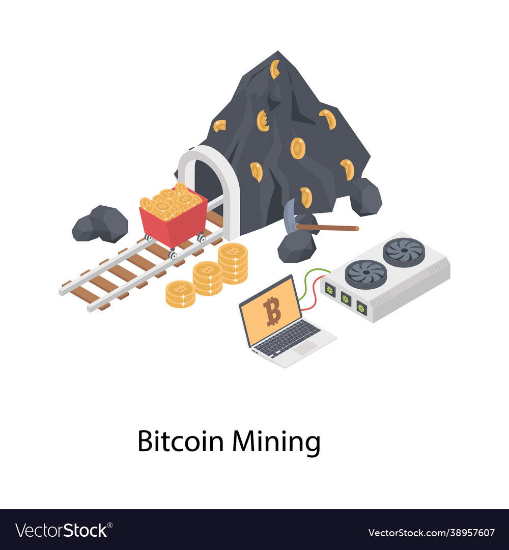 Bitcoin mining Royalty Free Vector Image - VectorStock