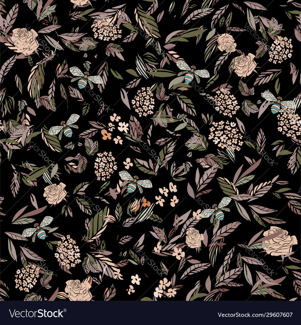 Branches flowering trees seamless pattern Vector Image