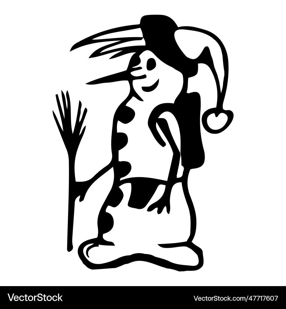 Doodle snowman christmas drawing style white Vector Image