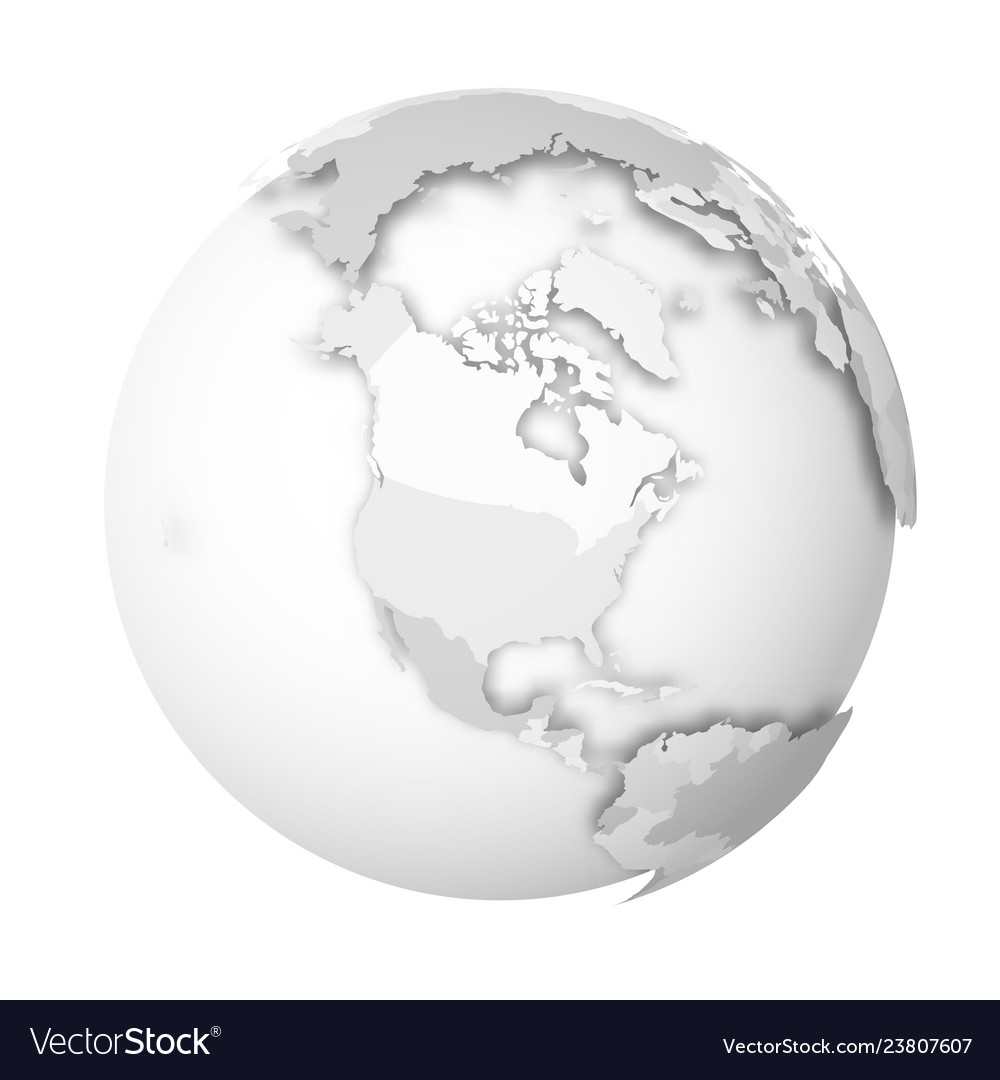 Earth globe 3d world map with grey political Vector Image