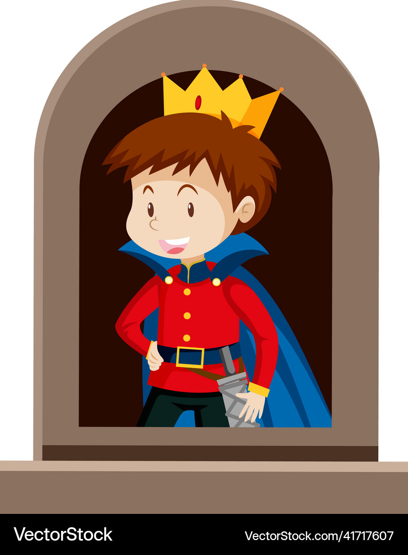 Fantasy knight character by the window on white Vector Image