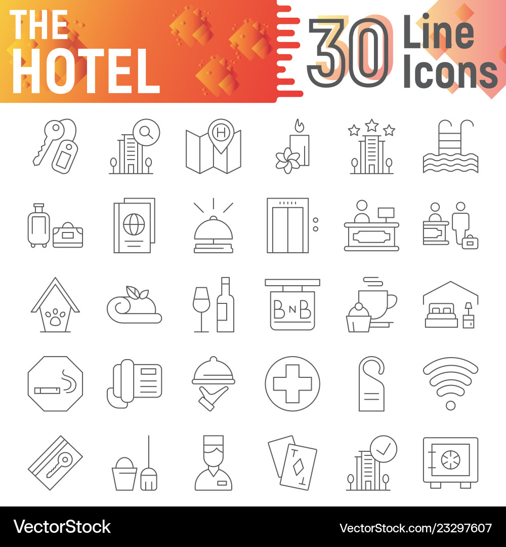 Hotel thin line icon set service symbols Vector Image