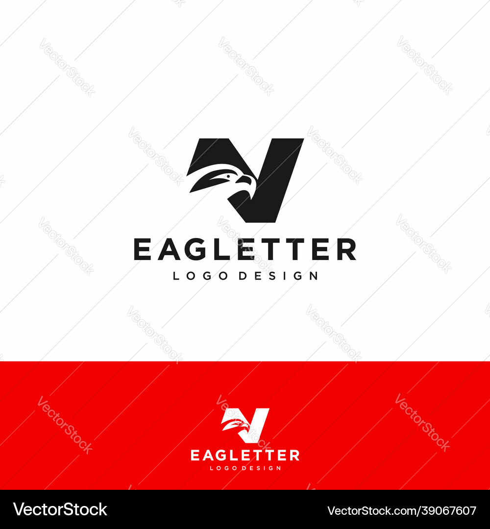 Letter n eagle head logo black color and red Vector Image