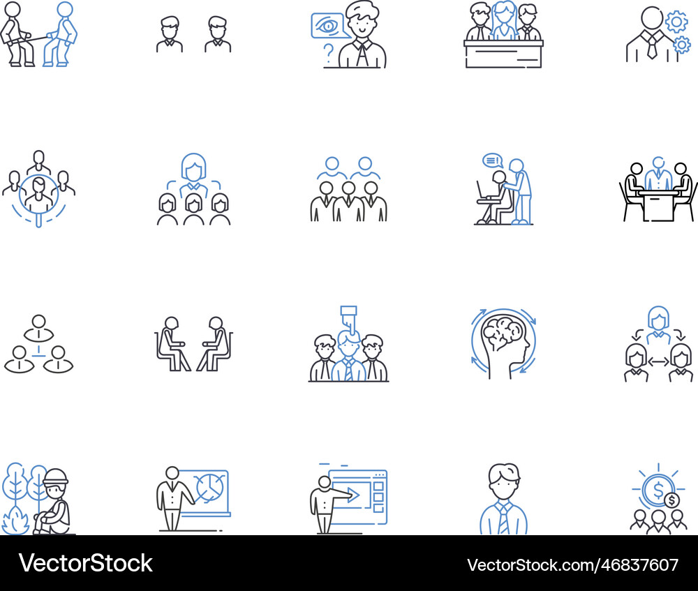 Mellow personalities line icons collection serene Vector Image