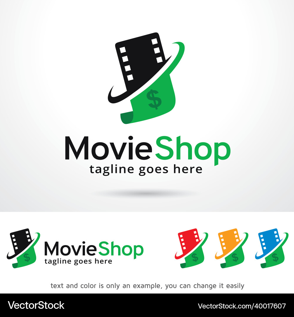 Movie shop logo template Royalty Free Vector Image