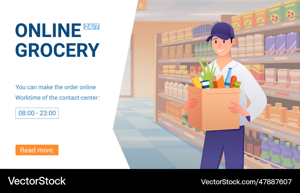 Online grocery store supermarket worker courier Vector Image