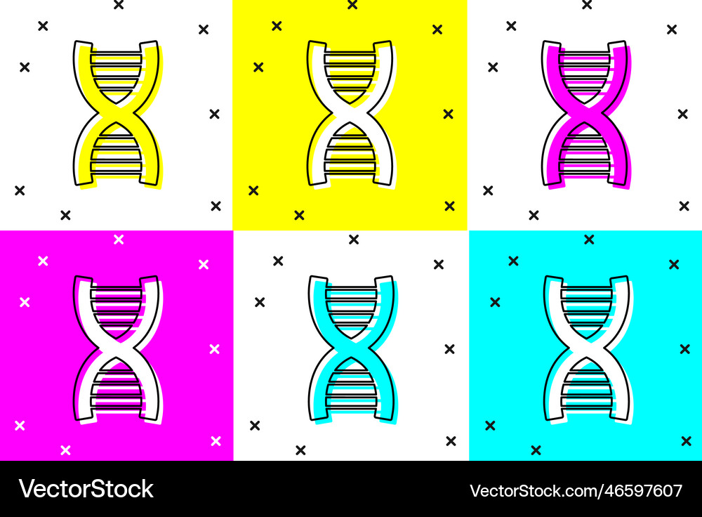 Set dna symbol icon isolated on color background Vector Image