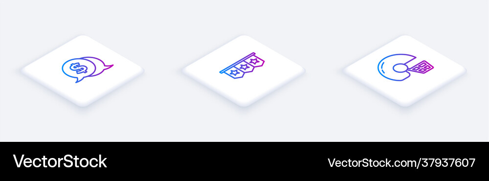 Set isometric line coin money with dollar Vector Image