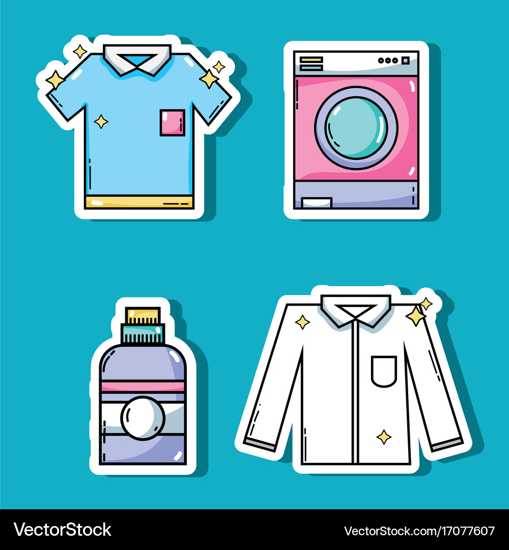 Set laundry equipment to clean the clothes Vector Image