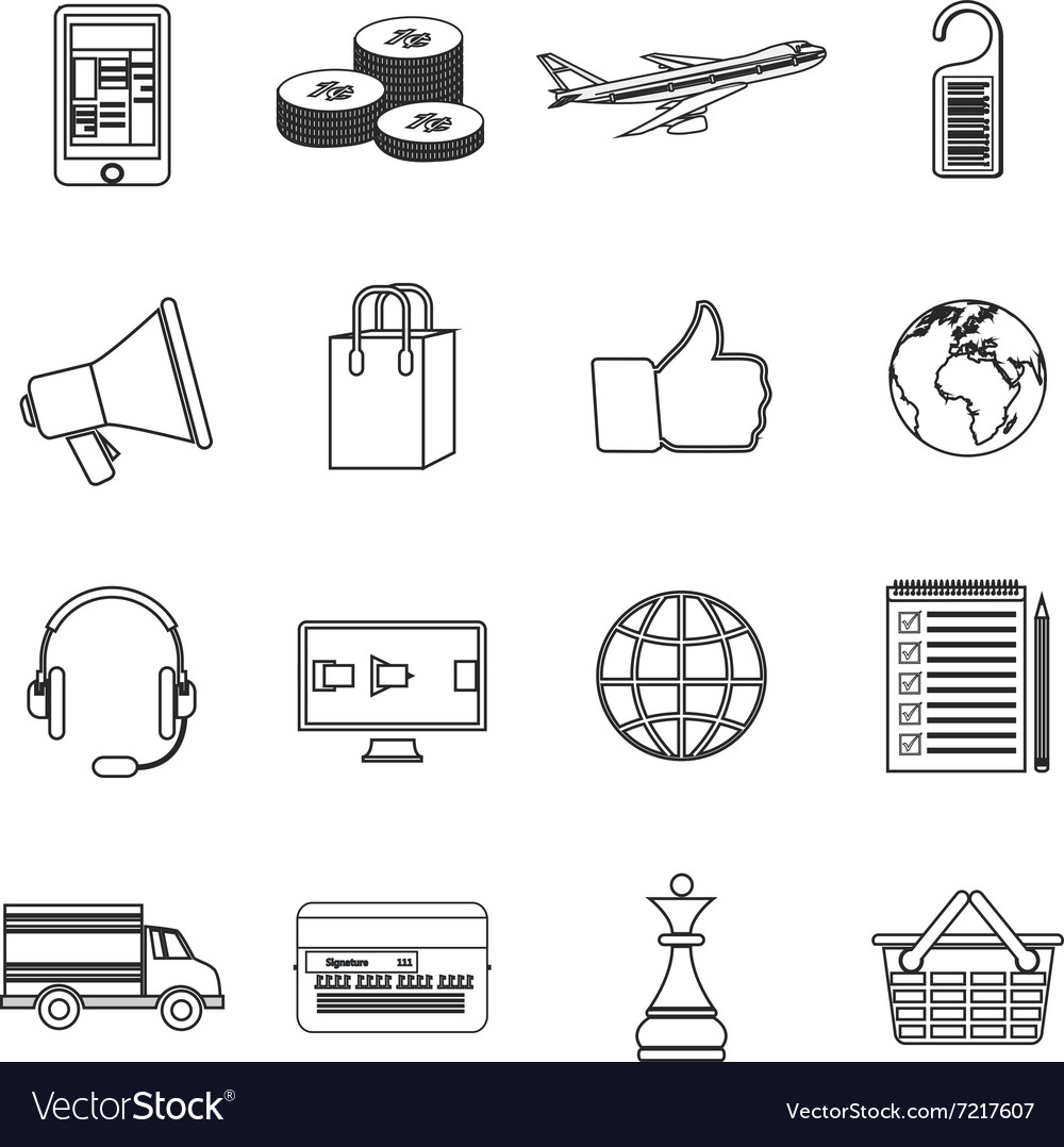 Set of simple line icons Royalty Free Vector Image