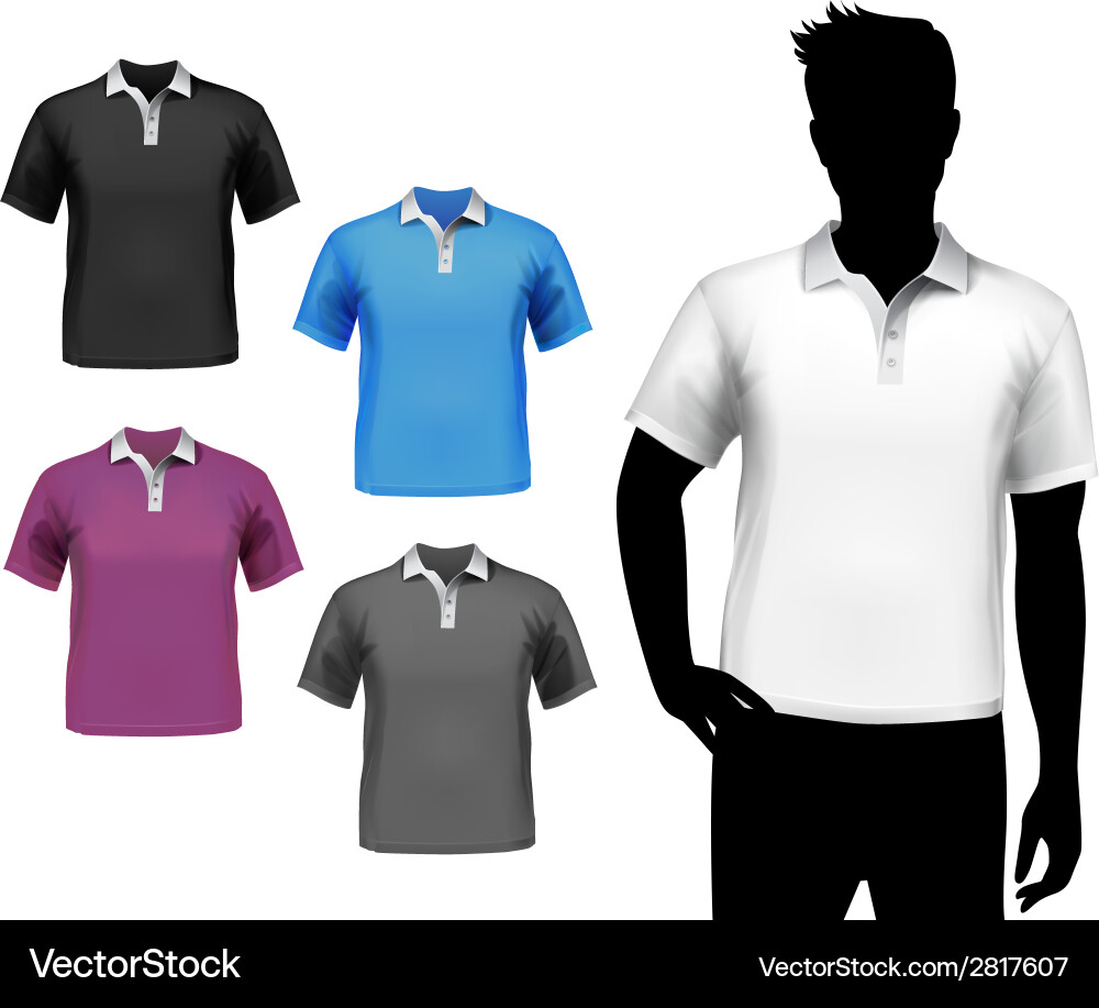 T-shirts male polo set Royalty Free Vector Image