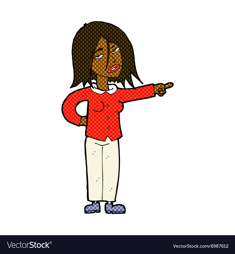Comic cartoon woman pointing Royalty Free Vector Image
