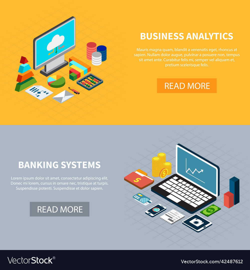 Data isometric banners set Royalty Free Vector Image