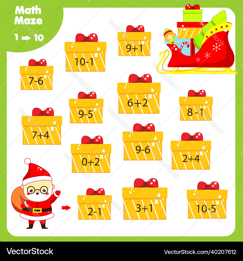 Educational children game christmas mathematics Vector Image