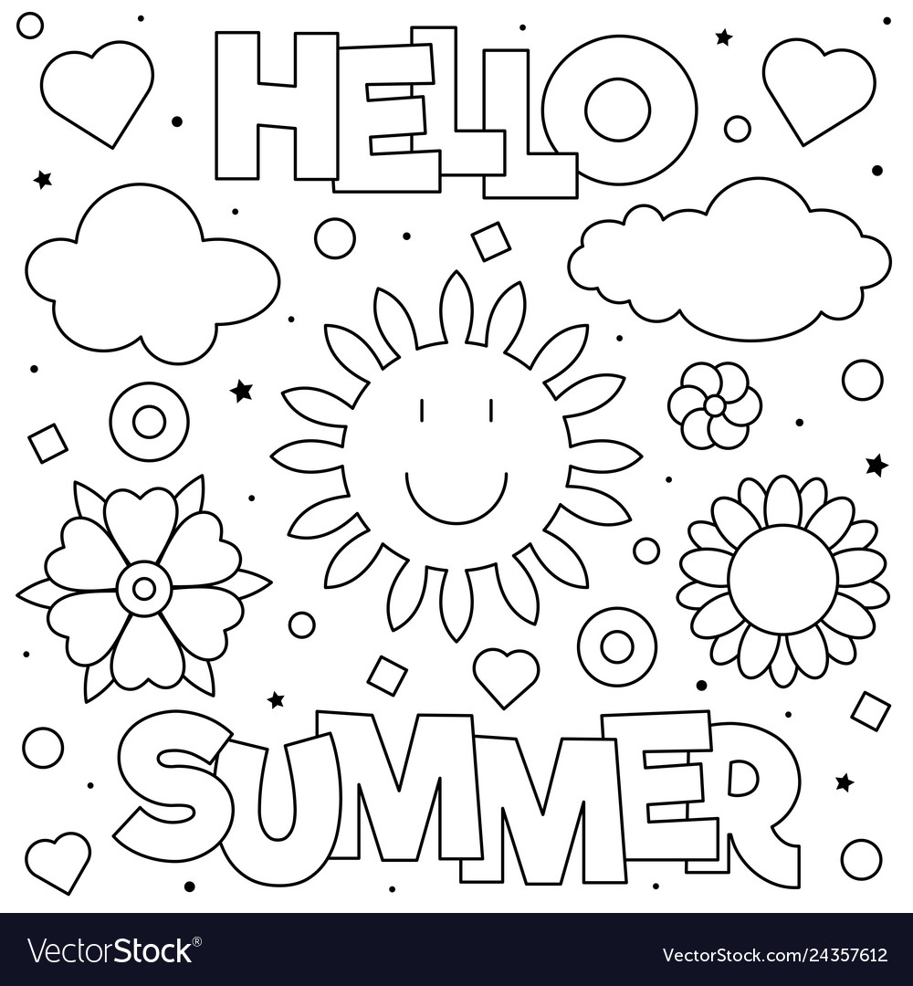 Hello Summer Coloring Page Royalty Free Vector Image