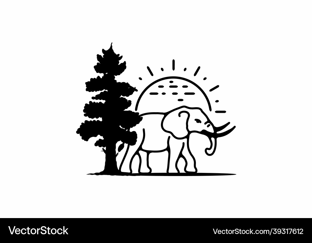 Line art of elephant Royalty Free Vector Image