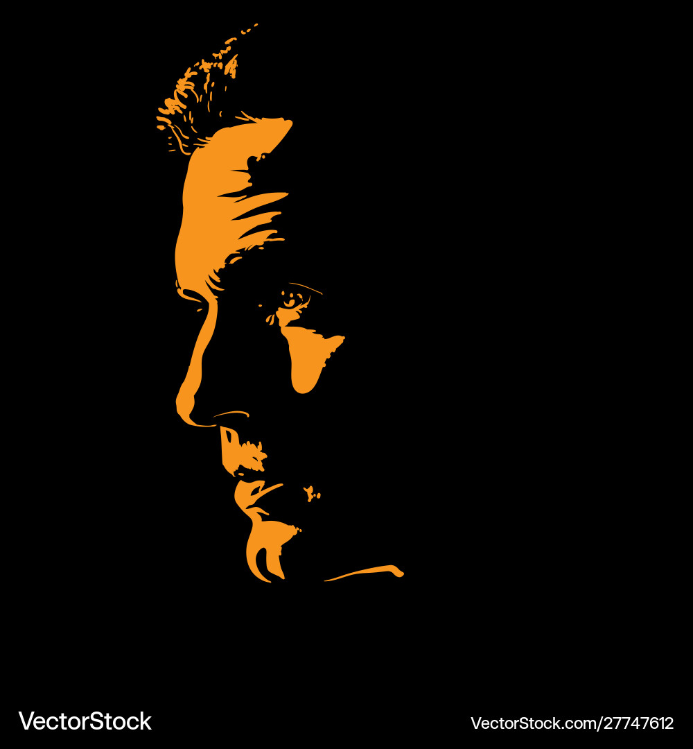 Man portrait silhouette in backlight contrast face