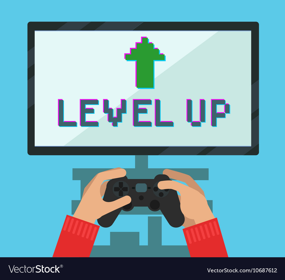 Monitor screen with video game Royalty Free Vector Image