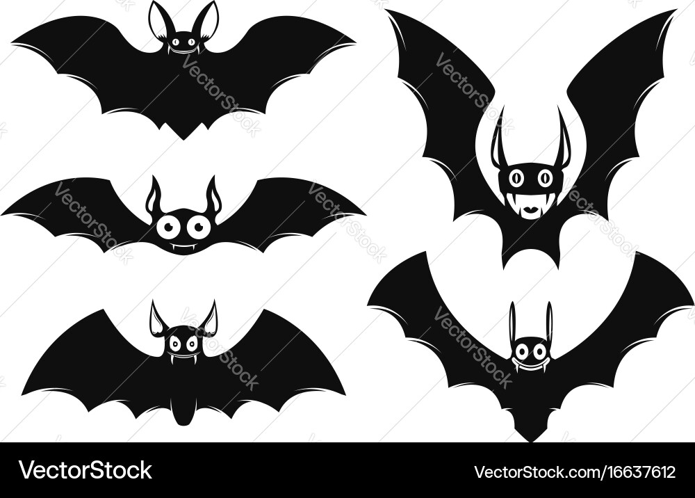 Set halloween icons monster bats Royalty Free Vector Image