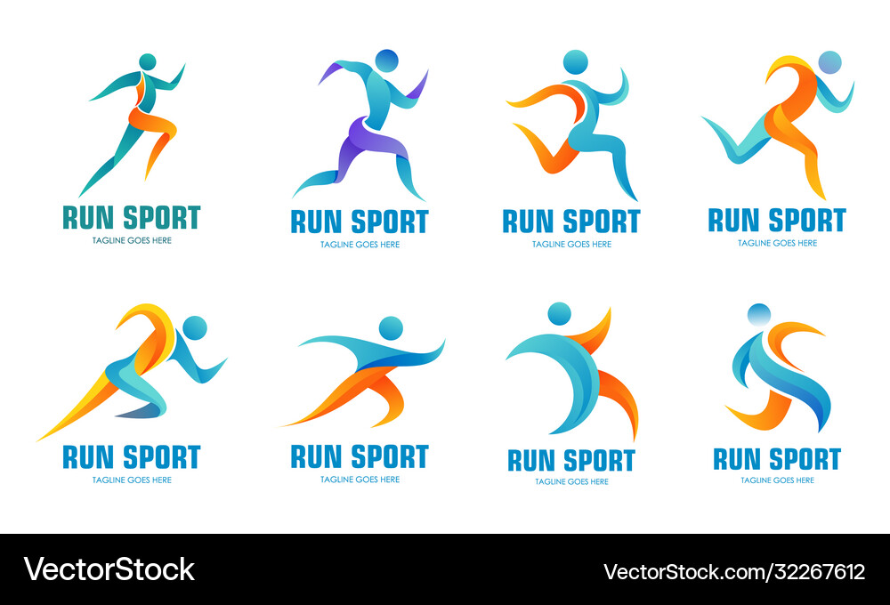 Set sports logos running logo Royalty Free Vector Image