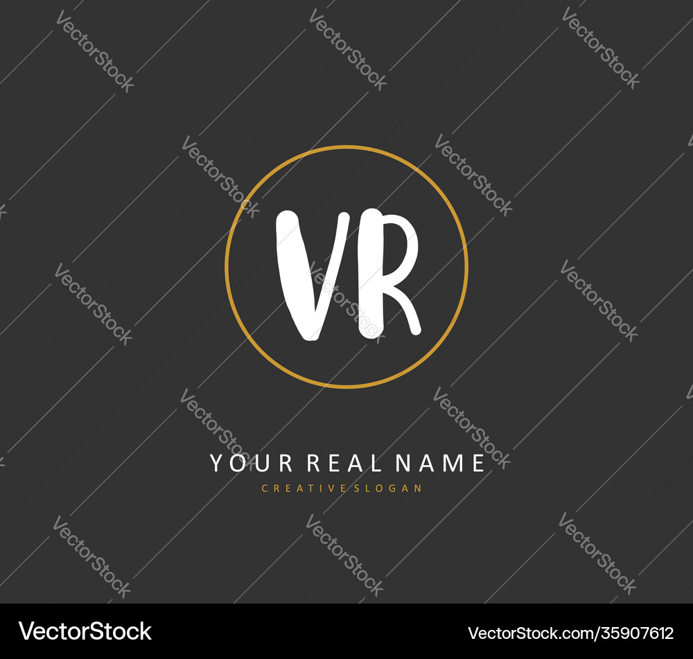 Vr initial letter handwriting and signature logo Vector Image