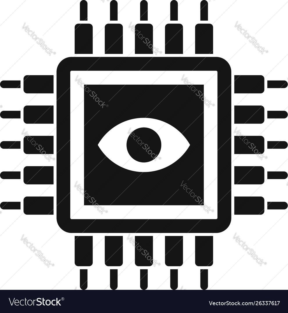 Ai processor icon simple style Royalty Free Vector Image