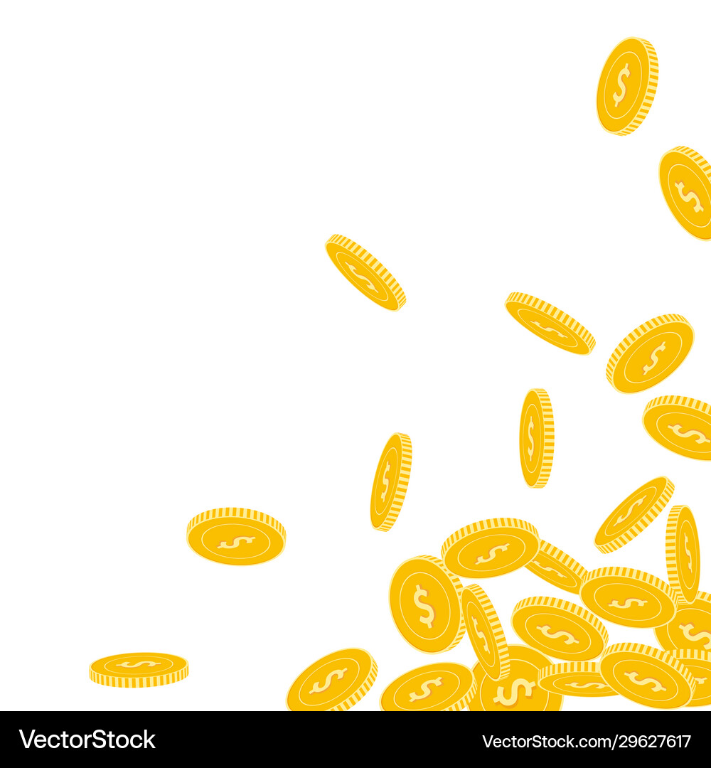 American dollar coins falling scattered big usd c Vector Image