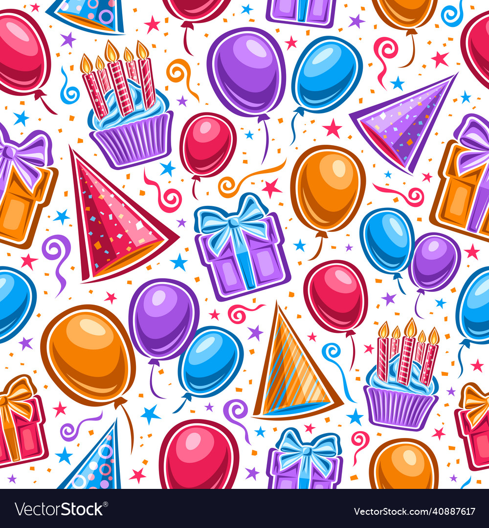 Birthday seamless pattern Royalty Free Vector Image