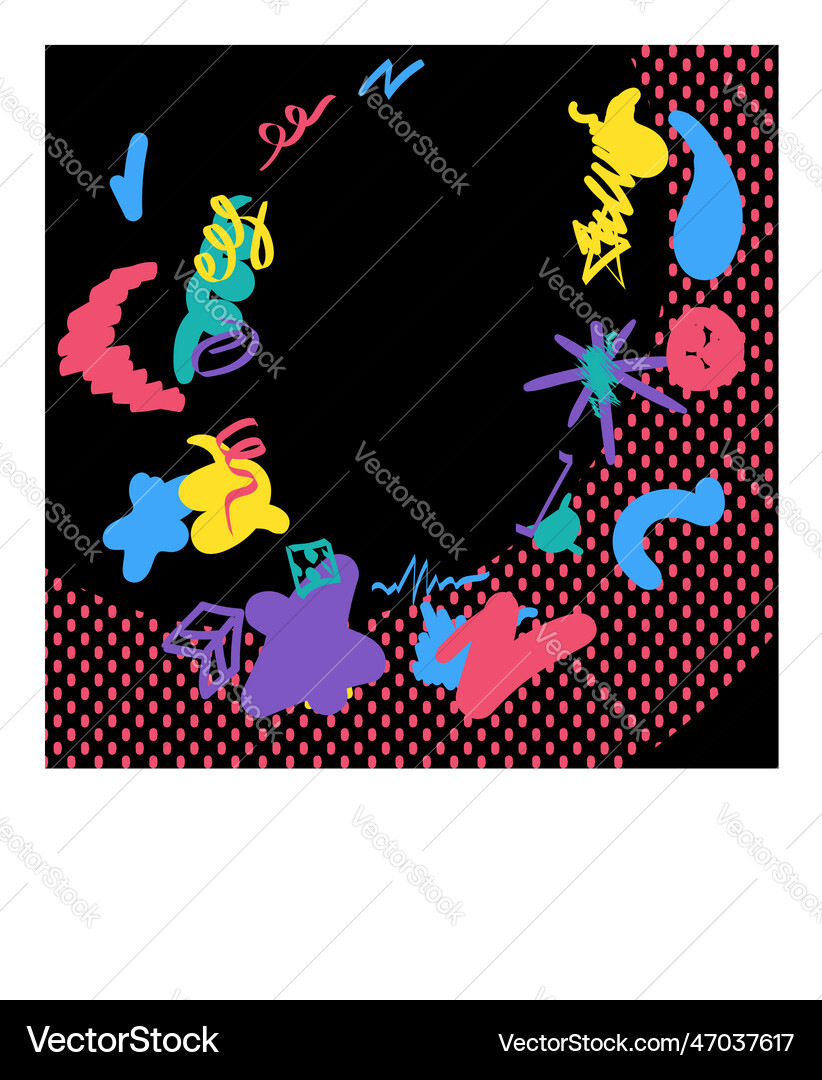 Black doodle doted square frame template Vector Image