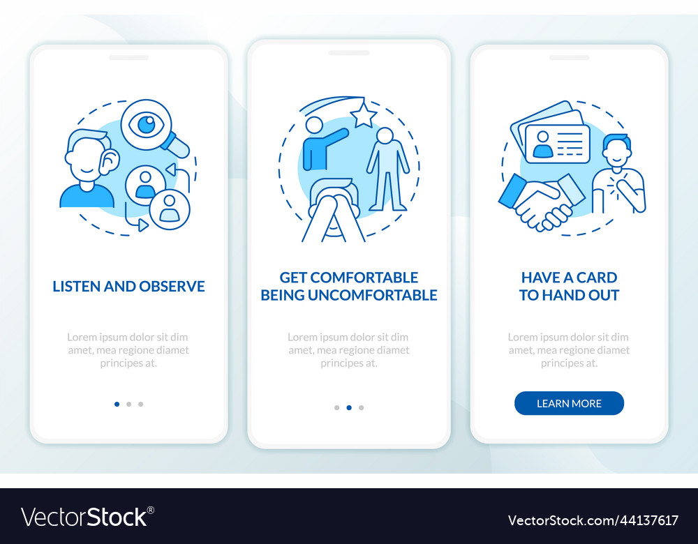 Building relations blue onboarding mobile app Vector Image