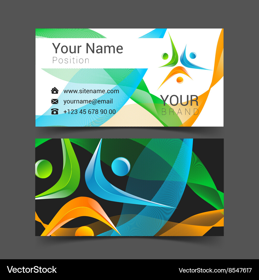 Business card template with people icon Royalty Free Vector