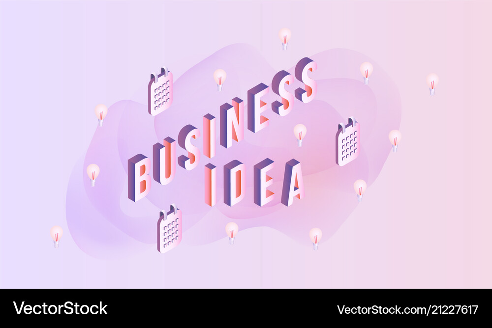 Business idea sign design - isometric letters Vector Image