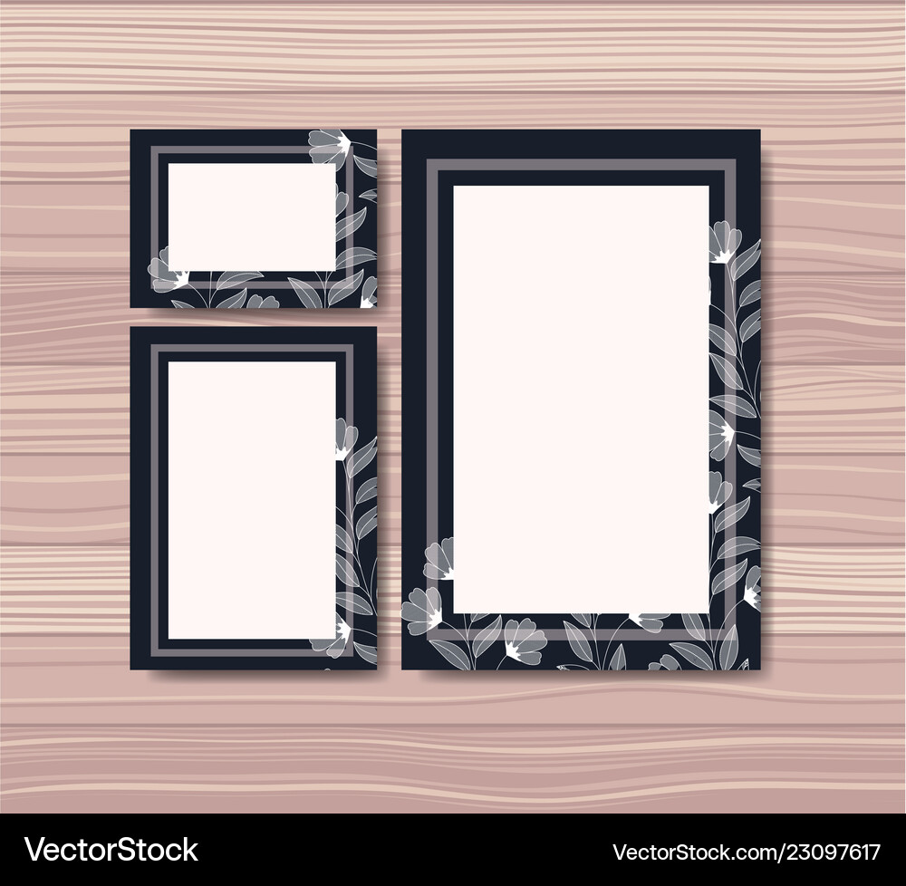 Cards with elegant frame and floral decoration Vector Image