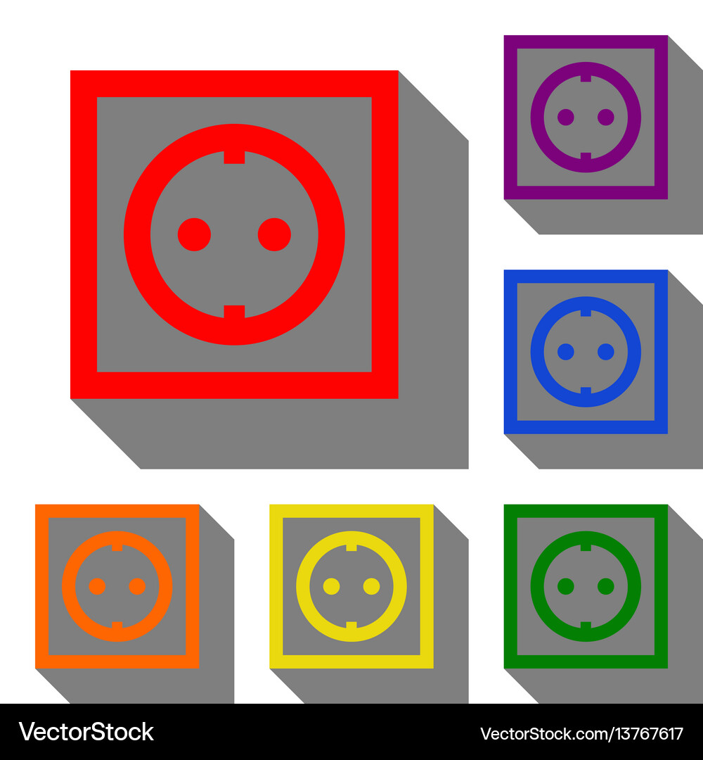 Electrical socket sign set of red orange yellow Vector Image