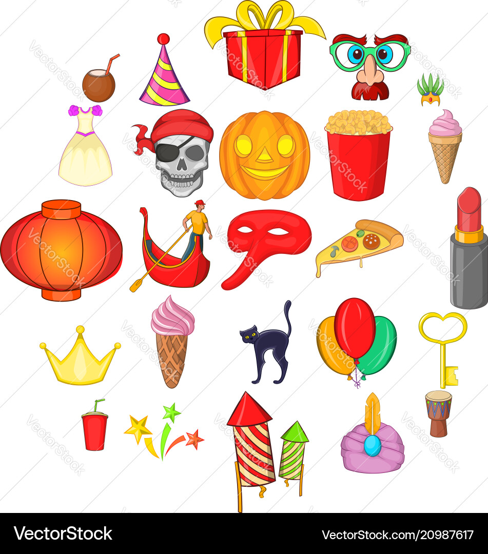 Feast icons set cartoon style Royalty Free Vector Image