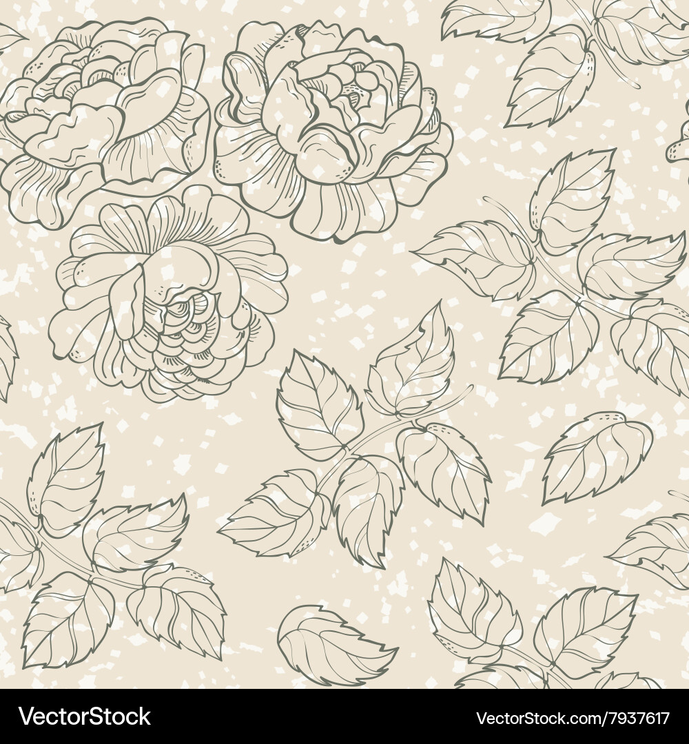 Floral texture with roses and leaves Royalty Free Vector