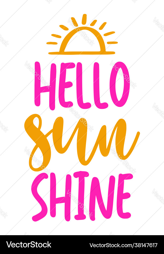 Hello sunshine - hand drawn summer sunshine illust