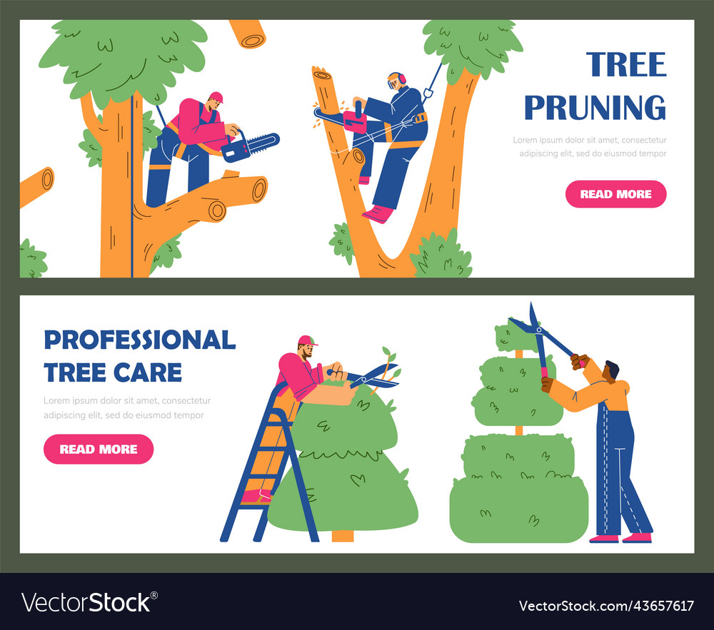 Set of website banner templates about tree Vector Image