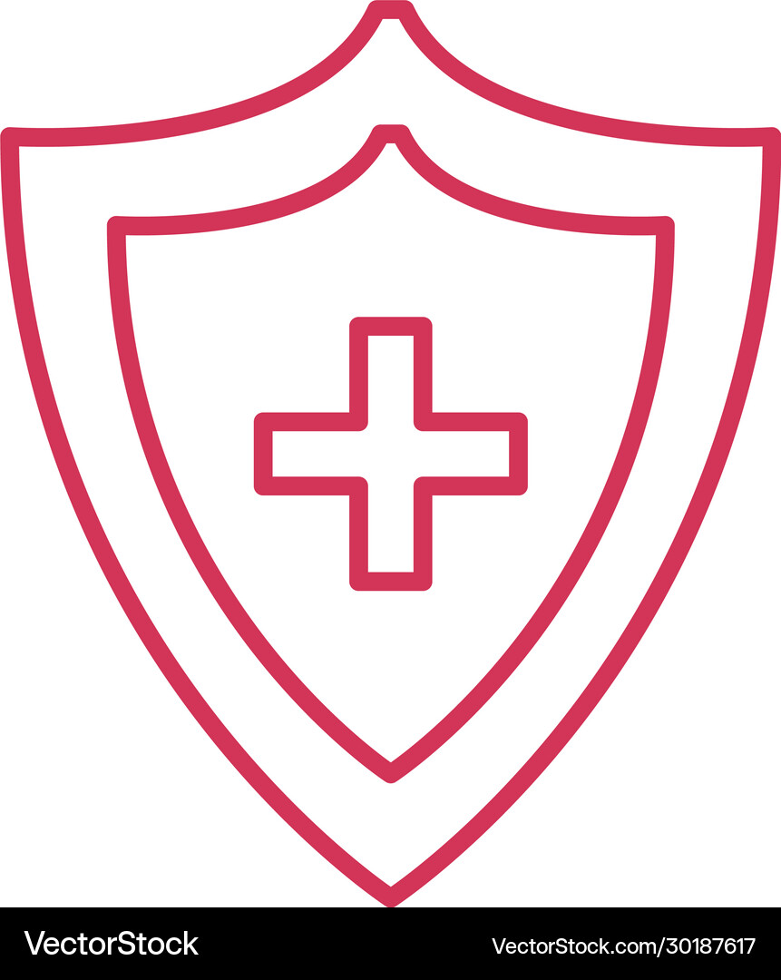 Shield with medical cross icon line style Vector Image